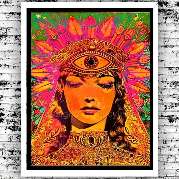 Art | Vintage Psychedelic Third Eye Pop Art Print Colorful Unique Decor ...